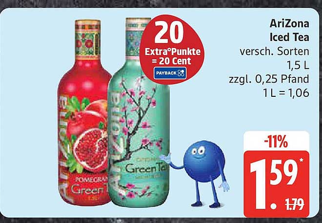 Arizona Iced Tea, Verschiedene Sorten, 1,5 L Angebot bei Edeka