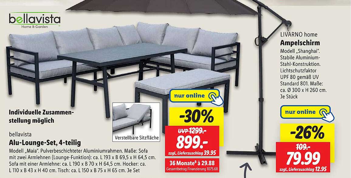 Bellavista Alu-Lounge-Set, 4-Teilig Angebot bei Lidl - ProspektGuru.de