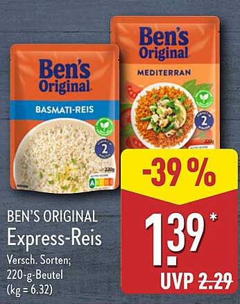 Ben's Original Express-Reis Angebot bei Aldi Nord - ProspektGuru.de