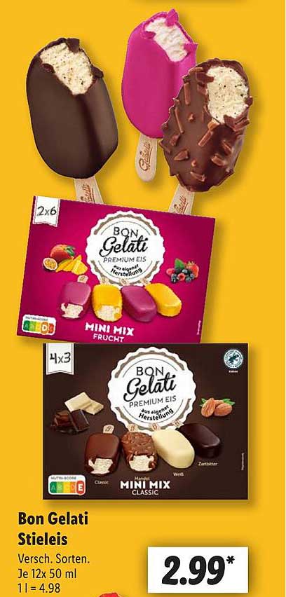 Bon Gelati Stieleis – Verschiedene Sorten Angebot bei Lidl ...