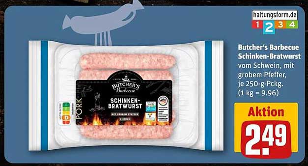 Butcher's Barbecue Schinken-Bratwurst Vom Schwein, Mit Grobem Pfeffer ...