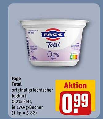 Fage Total Original Griechischer Joghurt, 0,2% Fett Angebot bei REWE Center