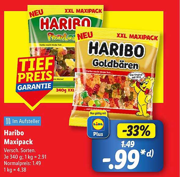 Haribo Maxipack - Verschiedene Sorten Angebot bei Lidl