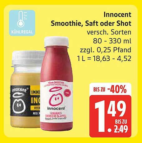 Innocent Smoothie, Saft Oder Shot – Versch. Sorten 80 - 330 Ml Angebot ...