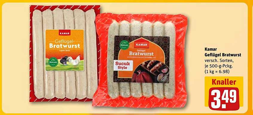 Kamar Geflügel-Bratwurst - Versch. Sorten Je 500-G-Pckg. Angebot bei REWE Center
