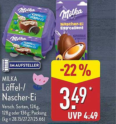 Milka Löffel-/Nascher-Ei, 124 G - 136 G, Verschiedene Sorten Angebot ...
