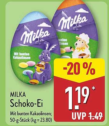 Milka Schoko-Ei Mit Bunten Kakaolinsen Angebot bei Aldi Nord ...