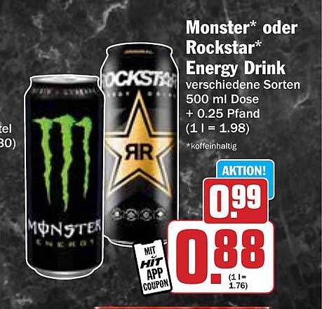 Monster* Oder Rockstar* Energy Drink 500 Ml Dose Angebot bei Hit