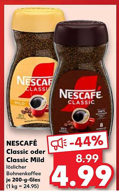 Nescafé Classic Oder Classic Mild - Löslicher Bohnenkaffee Je 200-G ...