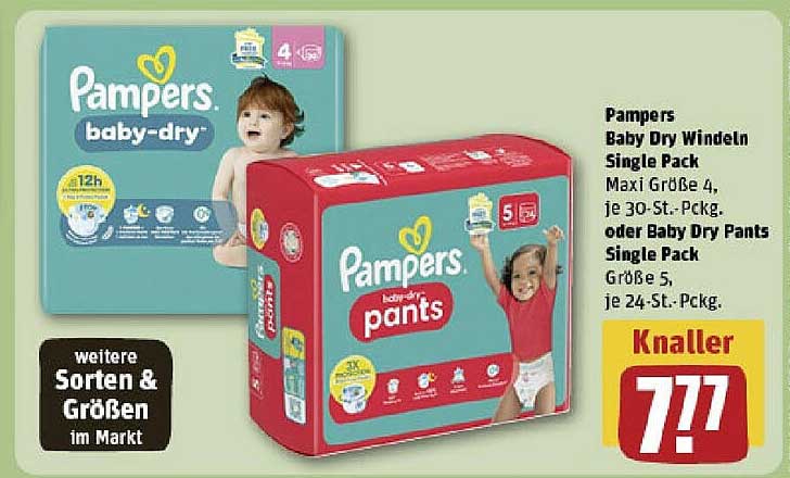 Pampers Baby Dry Windeln Single Pack Angebot bei REWE