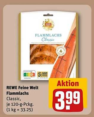 Rewe Feine Welt Flammlachs Classic, Je 120-G-Pckg. Angebot bei REWE Center