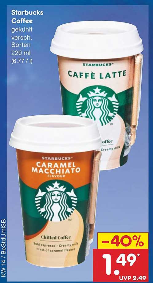 Starbucks Coffee Gekühlt, Verschiedene Sorten 220 Ml Angebot bei Netto ...