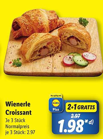 Wienerle Croissant - 2+1 Gratis! Angebot bei Lidl