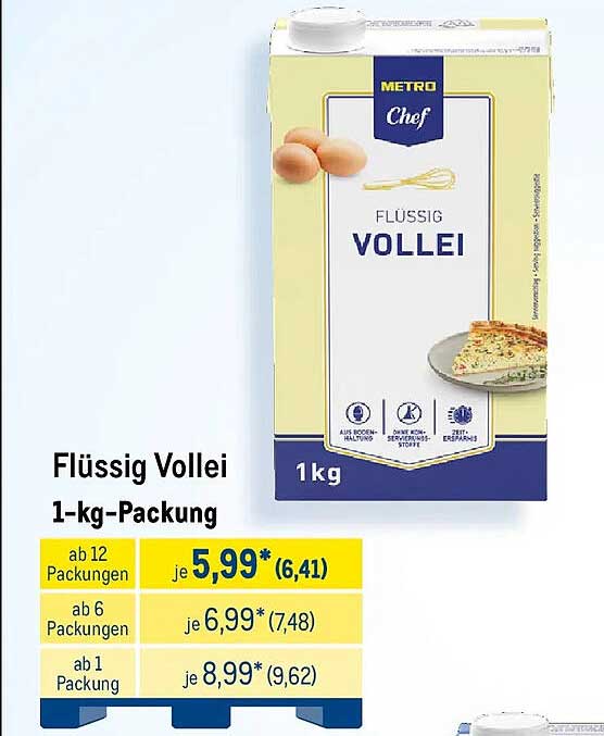 Flüssig Vollei 1-Kg-Packung Angebot bei METRO - ProspektGuru.de