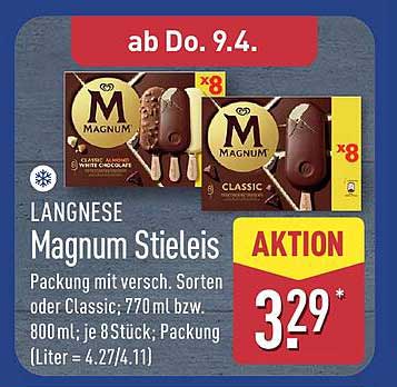 Langnese Magnum Stieleis Packung Mit Versch. Sorten Oder Classic; 770 ...