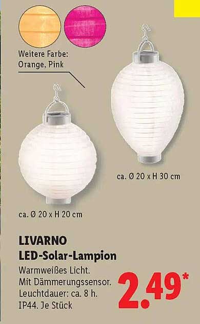 Livarno Led-Solar-Lampion Angebot bei Lidl - ProspektGuru.de