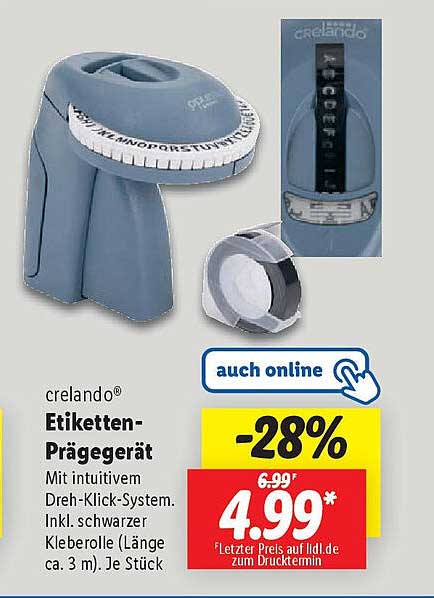 Crelando® Etiketten-Prägegerät Angebot bei Lidl - ProspektGuru.de