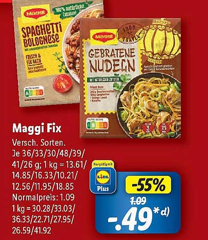 Maggi Fix - Verschiedene Sorten Angebot bei Lidl - ProspektGuru.de