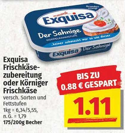 Exquisa Frischkäsezubereitung Oder Körniger Frischkäse Angebot bei nah ...
