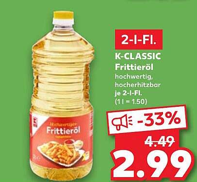 K-Classic Frittieröl 2-I-Fl. Angebot bei Kaufland - ProspektGuru.de