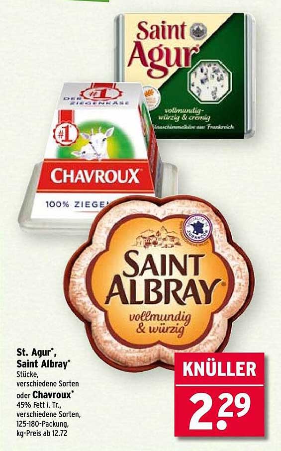 St. Agur, Saint Albray* Stücke, Verschiedene Sorten Oder Chavroux ...