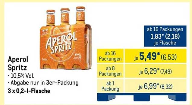 Aperol Spritz 3 X 0,2-Liter-Packung Angebot bei REWE - ProspektGuru.de