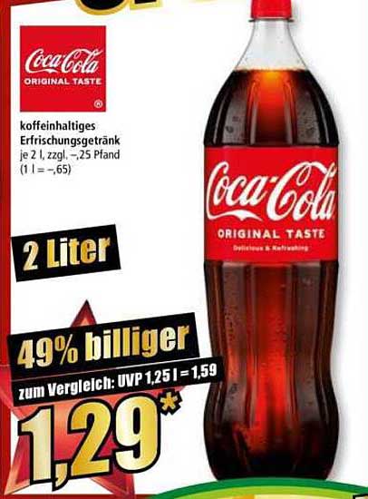 Coca-Cola Original Taste 2 Liter Für Nur 1,29 € Angebot bei Norma ...