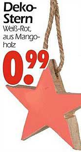 Deko-Stern Weiß-Rot, Aus Mango-Holz Angebot bei Wreesmann - ProspektGuru.de