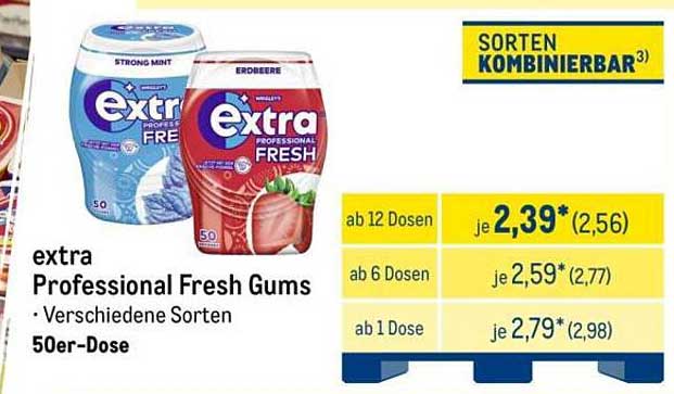 Extra Professional Fresh Gums – Verschiedene Sorten, 50Er-Dose Angebot ...