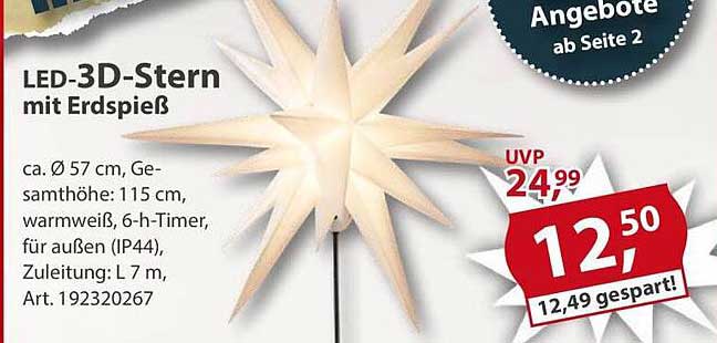Led-3D-Stern Mit Erdspeiß Angebot bei Sonderpreis Baumarkt ...