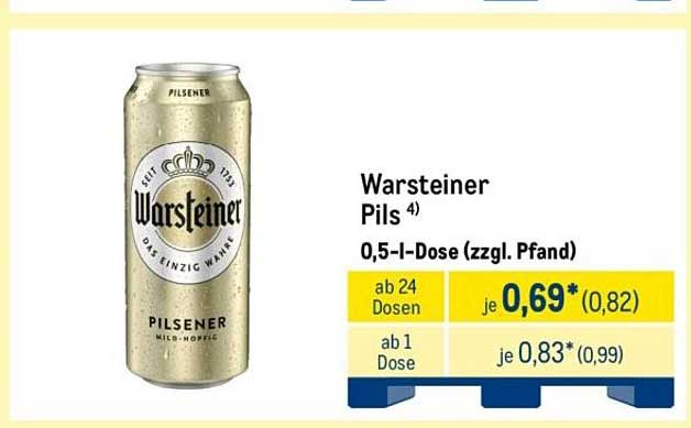 Warsteiner Pils 0,5 L Dose (Zzgl. Pfand) Angebot bei METRO ...