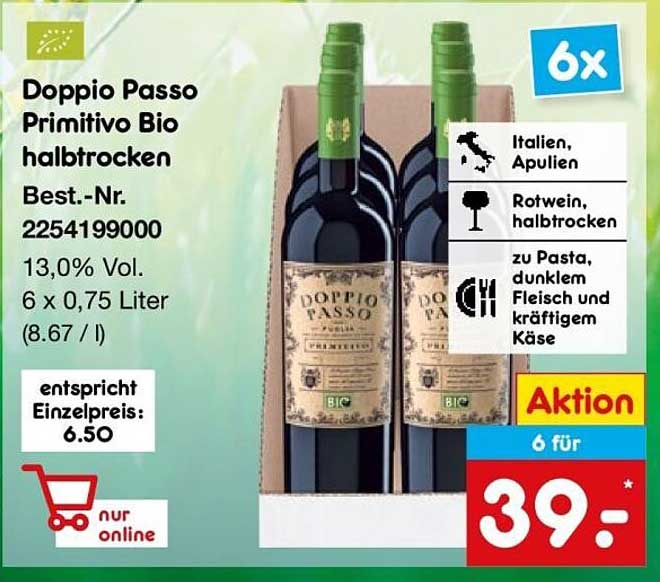 Doppio Passo Primitivo Bio Halbtrocken Angebot bei Netto Marken ...