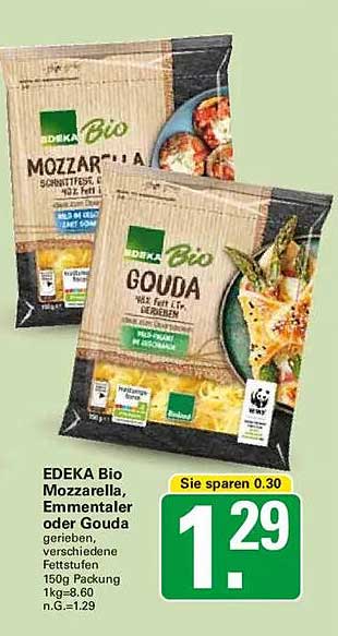 Edeka Bio Mozzarella Angebot bei WEZ - ProspektGuru.de