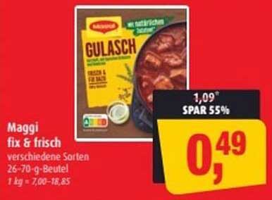 Maggi Fix & Frisch Gulasch Verschiedene Sorten 26-70-G-Beutel Angebot ...