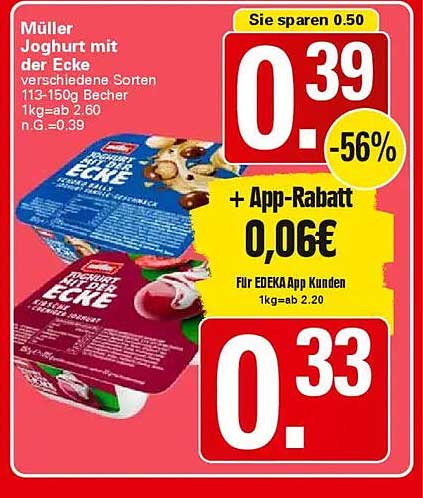 Müller Joghurt Mit Der Ecke Verschiedene Sorten, 3,8/5 % Fett 150-113 G ...