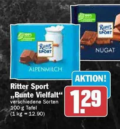 Ritter Sport Versch. Sorten, 100 G Tafel Angebot bei Jawoll ...