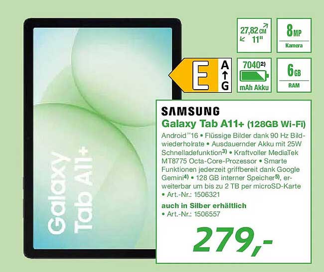 Samsung Galaxy Tab A11+ (128Gb Wi-Fi) Angebot bei EP - ProspektGuru.de