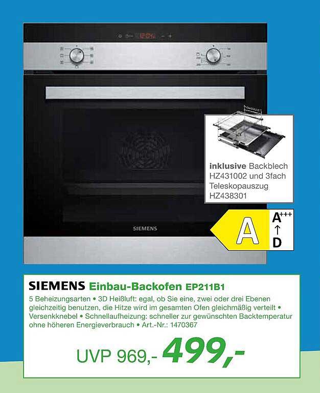 Siemens Elektro-Backofen Hb372Gos3 Angebot bei MEDIMAX - ProspektGuru.de