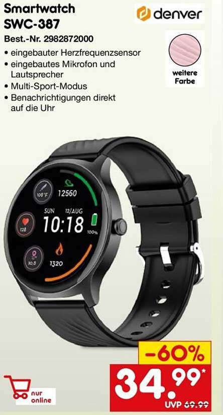 Crane Smartwatch Mit Herzfrequenzsensor Angebot bei Aldi Nord ...