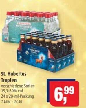 St. Hubertus Tropfen Verschiedene Sorten Träger 24X0,021L-Flasche ...