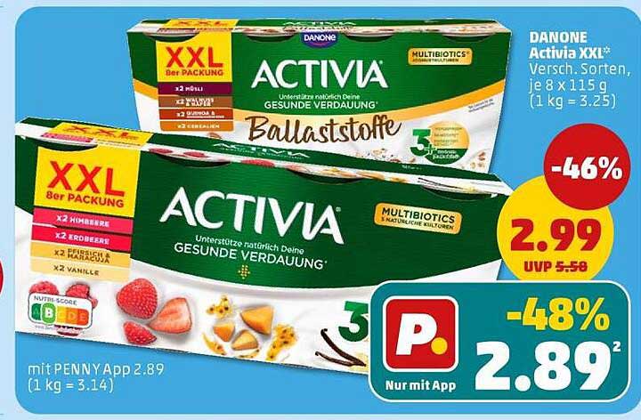 Danone Activia Xxl* Versch. Sorten, Je 8 X 115 G Angebot bei Penny ...
