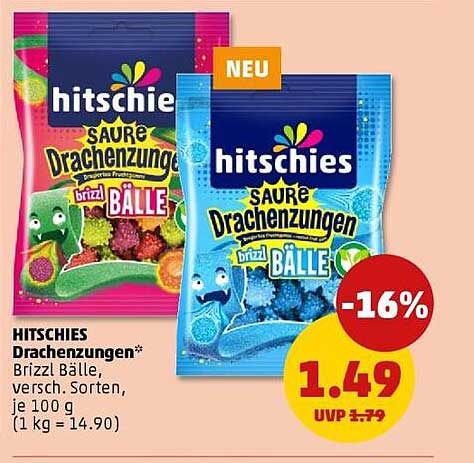 Hitschies Drachenzungen* Brizzl Bälle, Versch. Sorten, Je 100 G Angebot ...