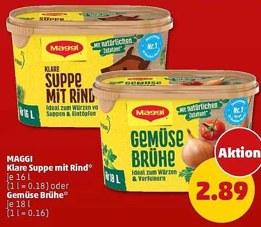 Maggi Klare Suppe Mit Rind* Oder Gemüse Brühe* Angebot bei Penny ...