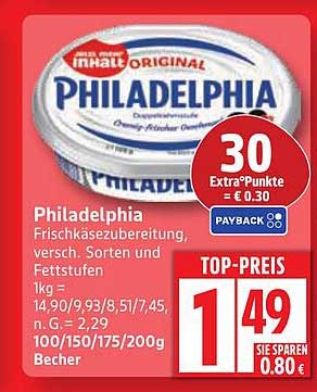 Philadelphia Frischkäsezubereitung, Versch. Sorten Und Fettstufen ...