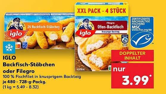 Iglo Backfisch-Stäbchen Oder Filegro Angebot bei Kaufland