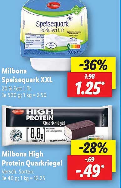 Milbona Speisequark Xxl Milbona High Protein Quarkriegel Angebot bei ...