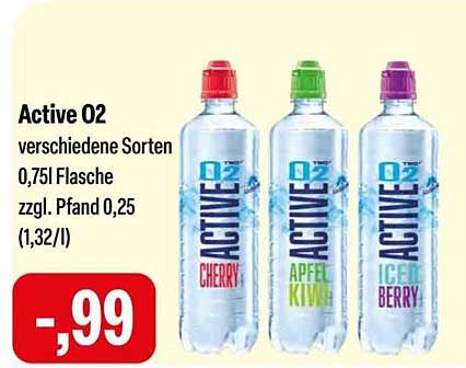 Active O2 0,75L Flasche In Verschiedenen Sorten Angebot bei Feneberg