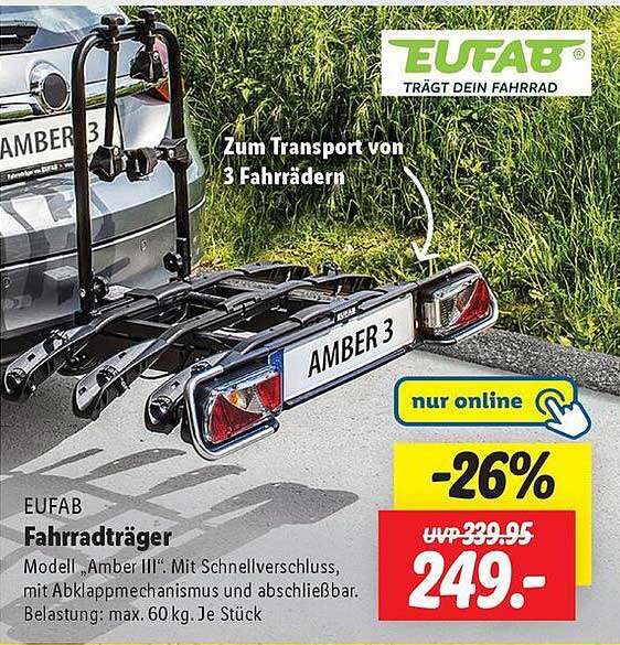 Eufab Fahrradträger Modell "Amber Iii" Angebot bei Lidl