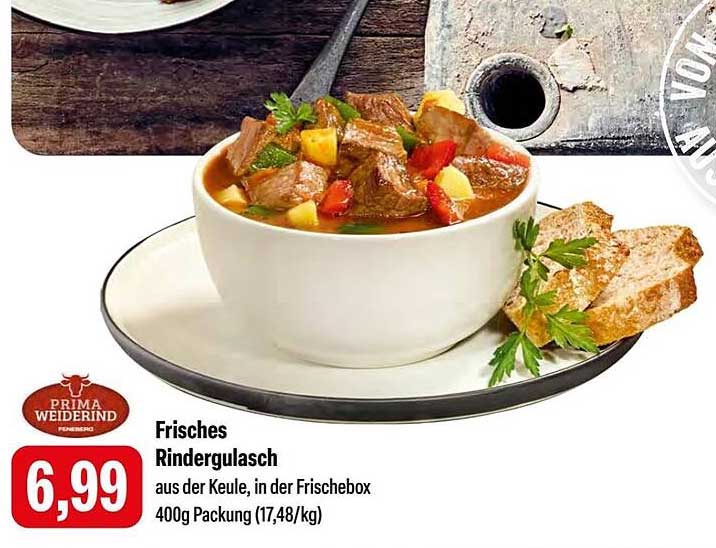 Frisches Rindergulasch Aus Der Keule, In Der Frischebox Angebot bei ...