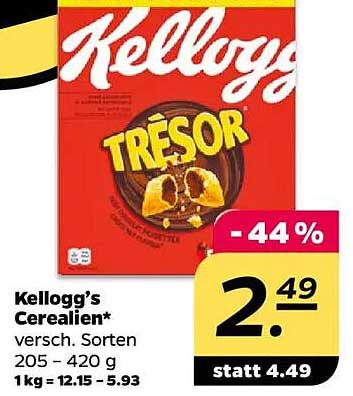 Kellogg’s Cerealien – Trésor, Verschiedene Sorten 205–420 G Angebot bei ...